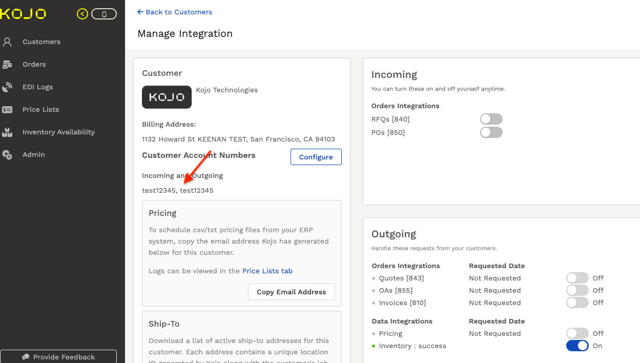 Adding and Editing Customer Account Numbers/Identifiers – Kojo
